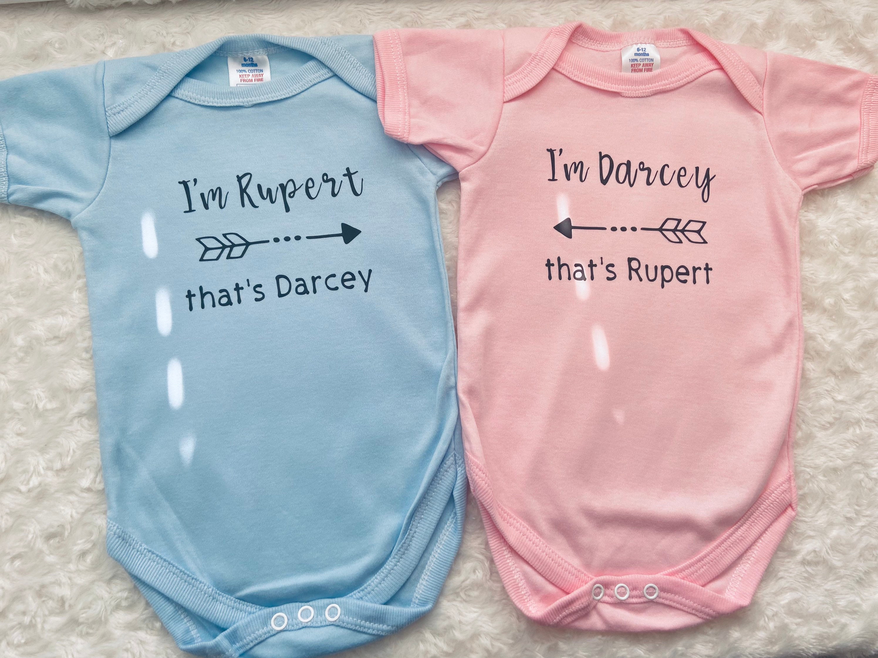 Personalised Twin Baby Gift Set, Twins Matching Vests, Gifts for New ...