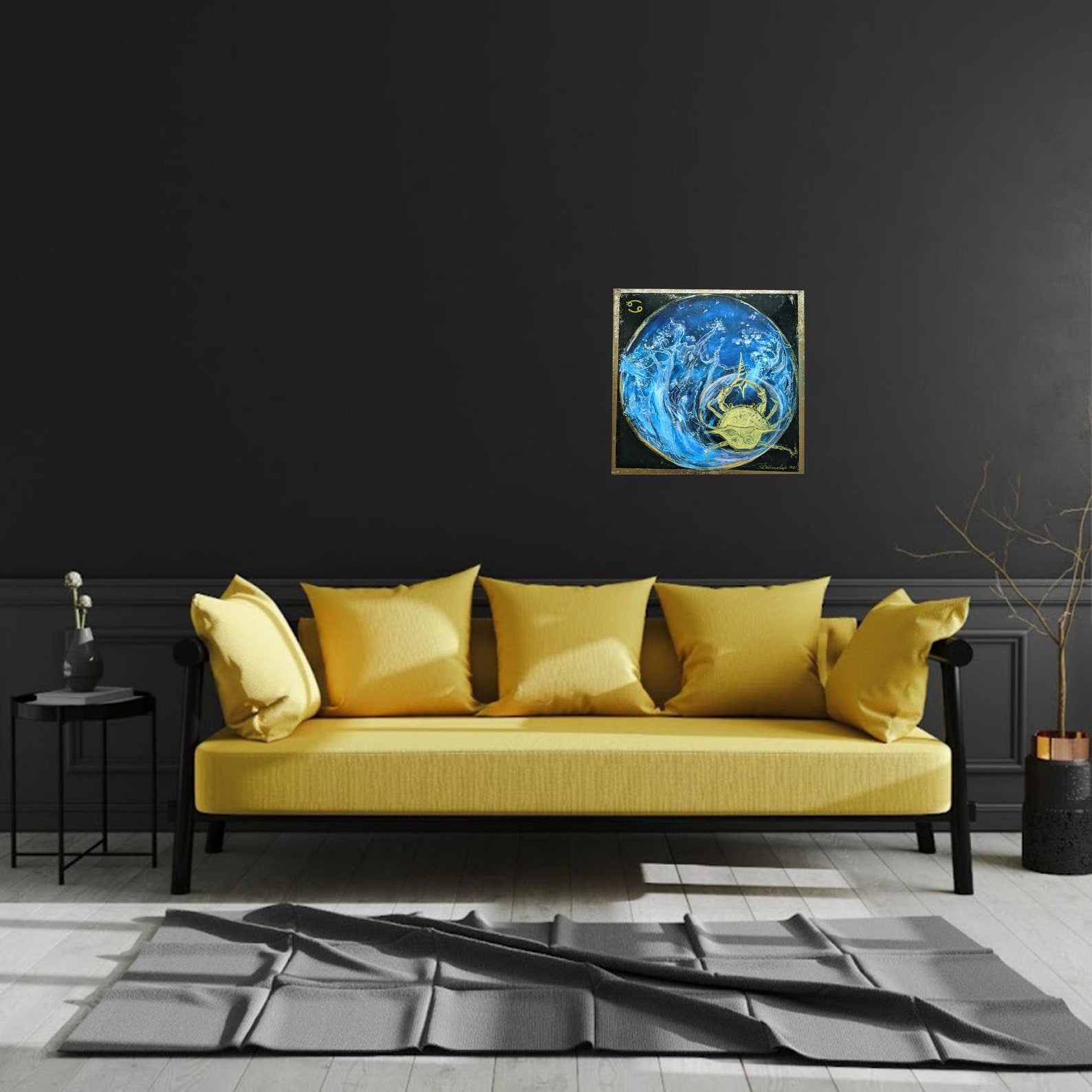 Cancer Zodiac Sign Painting Astrology Vintage Original Canvas Art 16 by ...