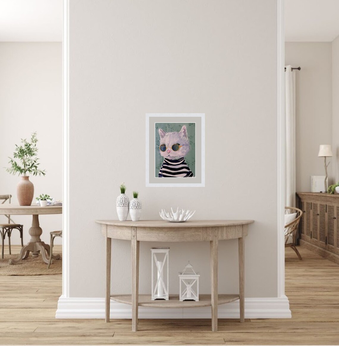 White Cat Acrylic Painting , Cat Portrait Original Art , Pets Original ...