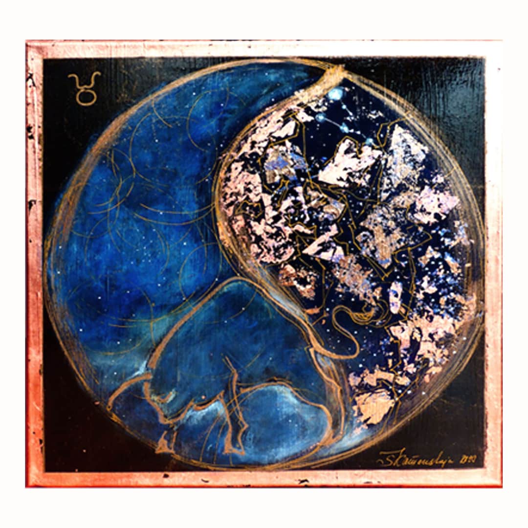 Taurus Zodiac Sign Painting Astrology Original Art Vintage Canvas Art ...