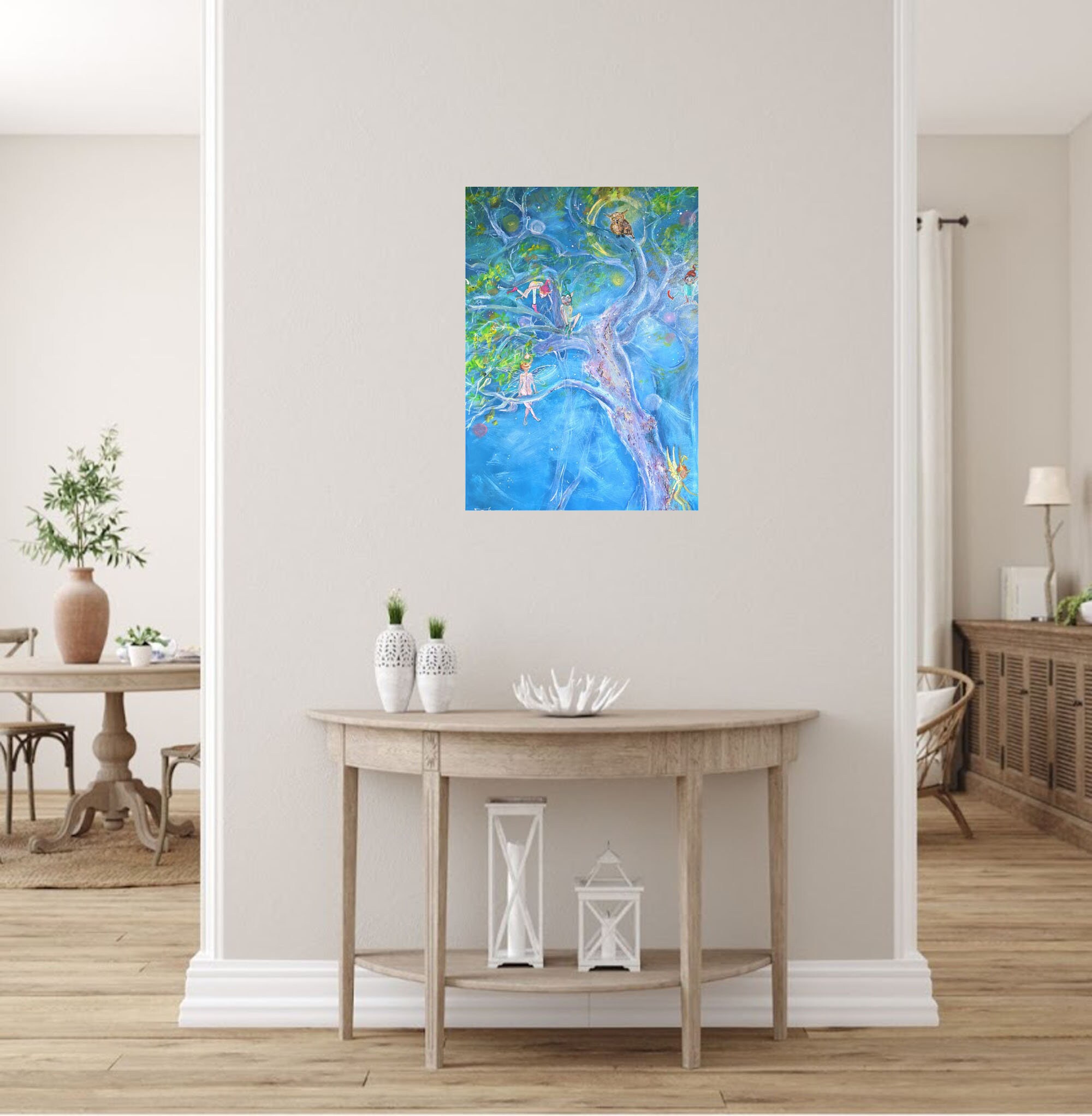 Magic Tree Original Art, Elves and Fairies Painting , Fairy Tale ...