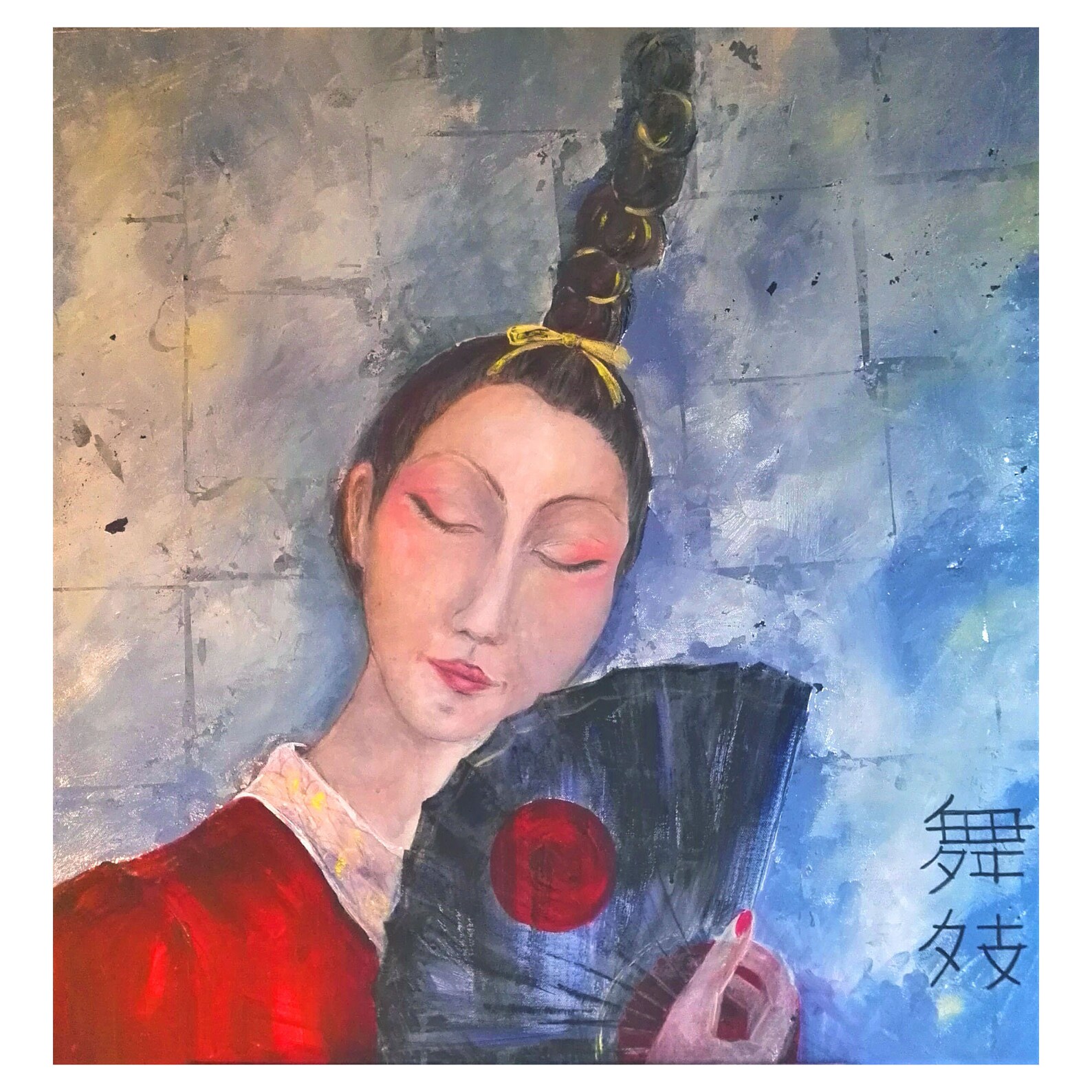 Asian Woman Original Art , Female Painting , Meditation Large Artwork ...
