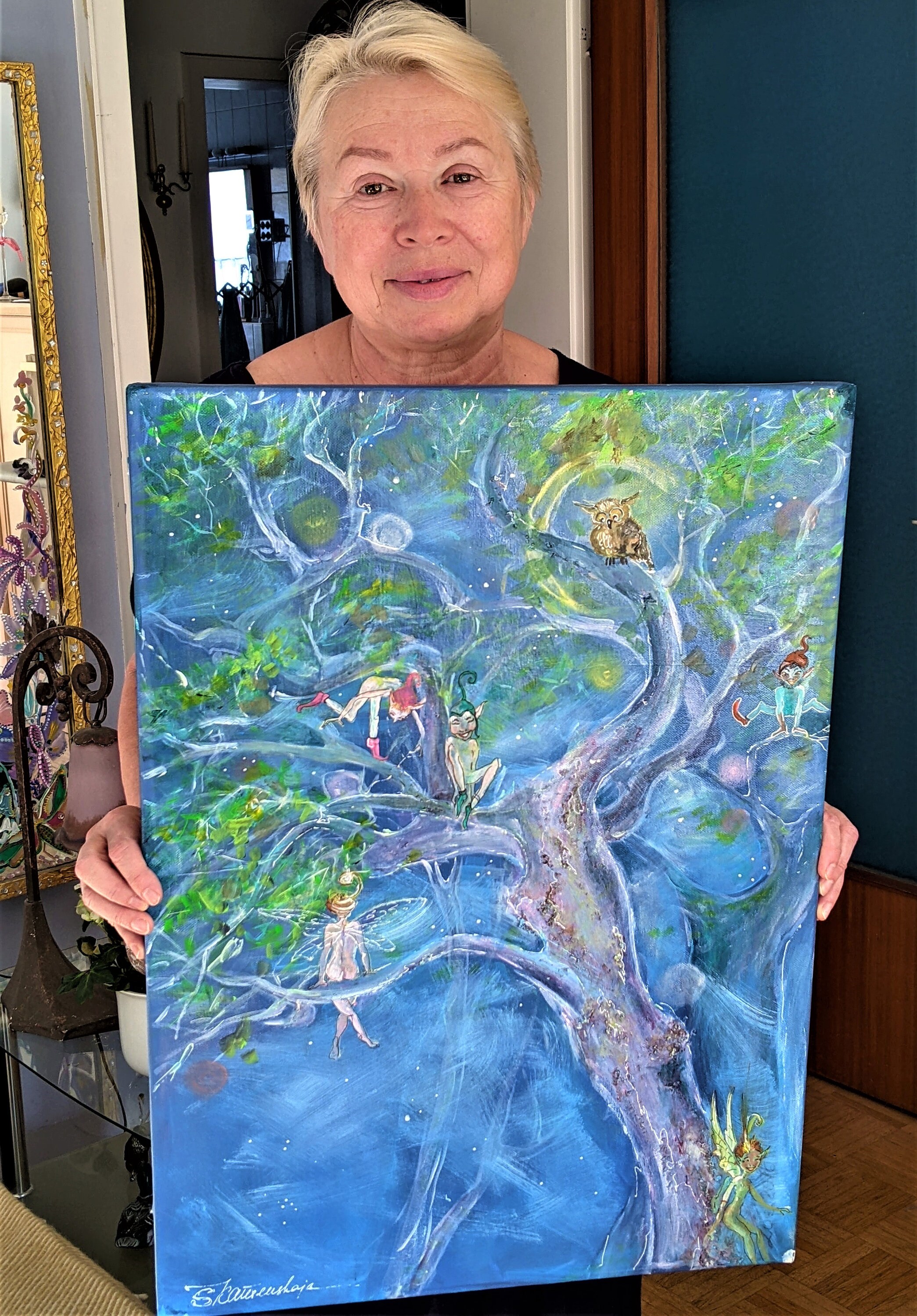 Magic Tree Original Art, Elves and Fairies Painting , Fairy Tale ...
