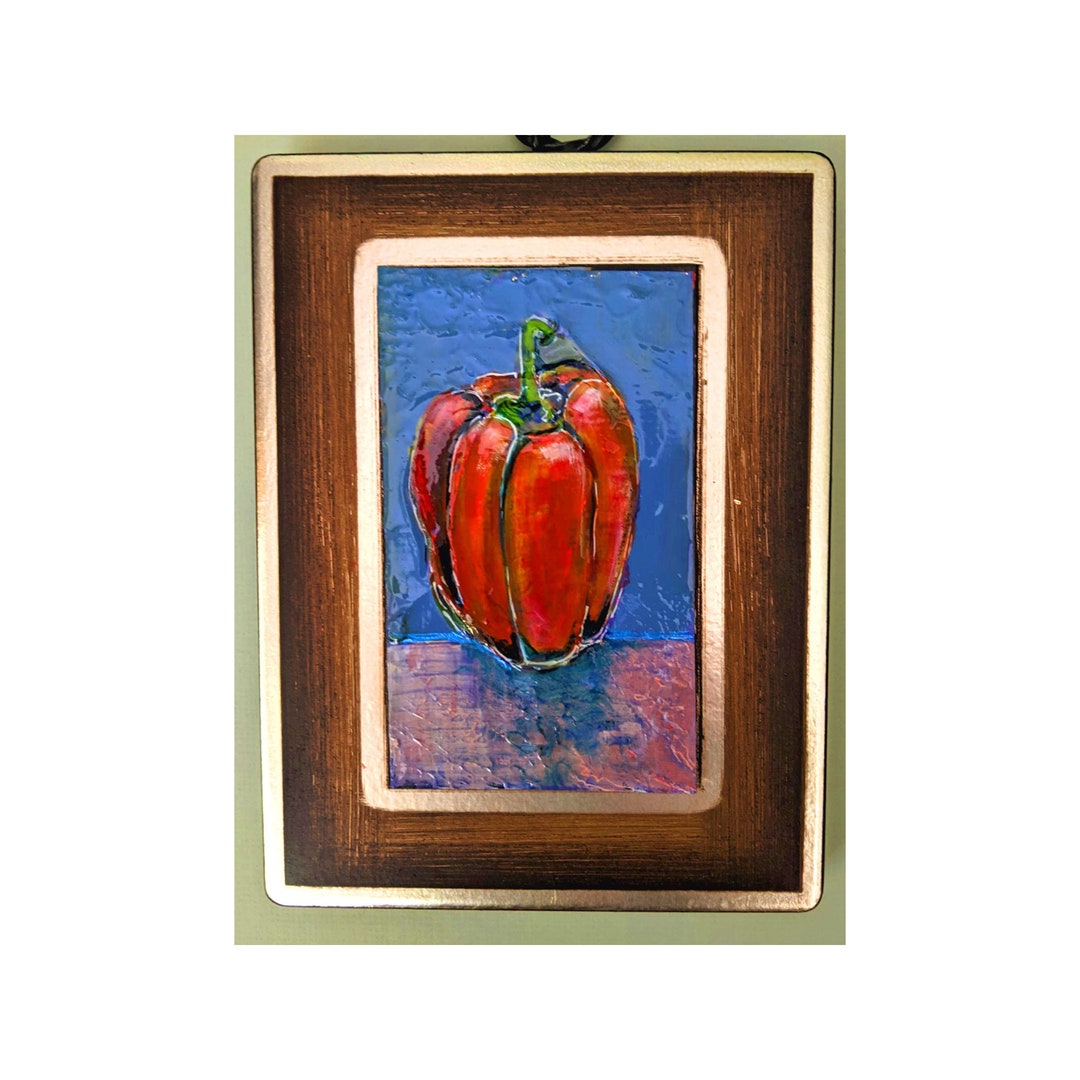 Red Pepper Painting , Still Life Original Art , Country Wall Art 8 by 6 ...