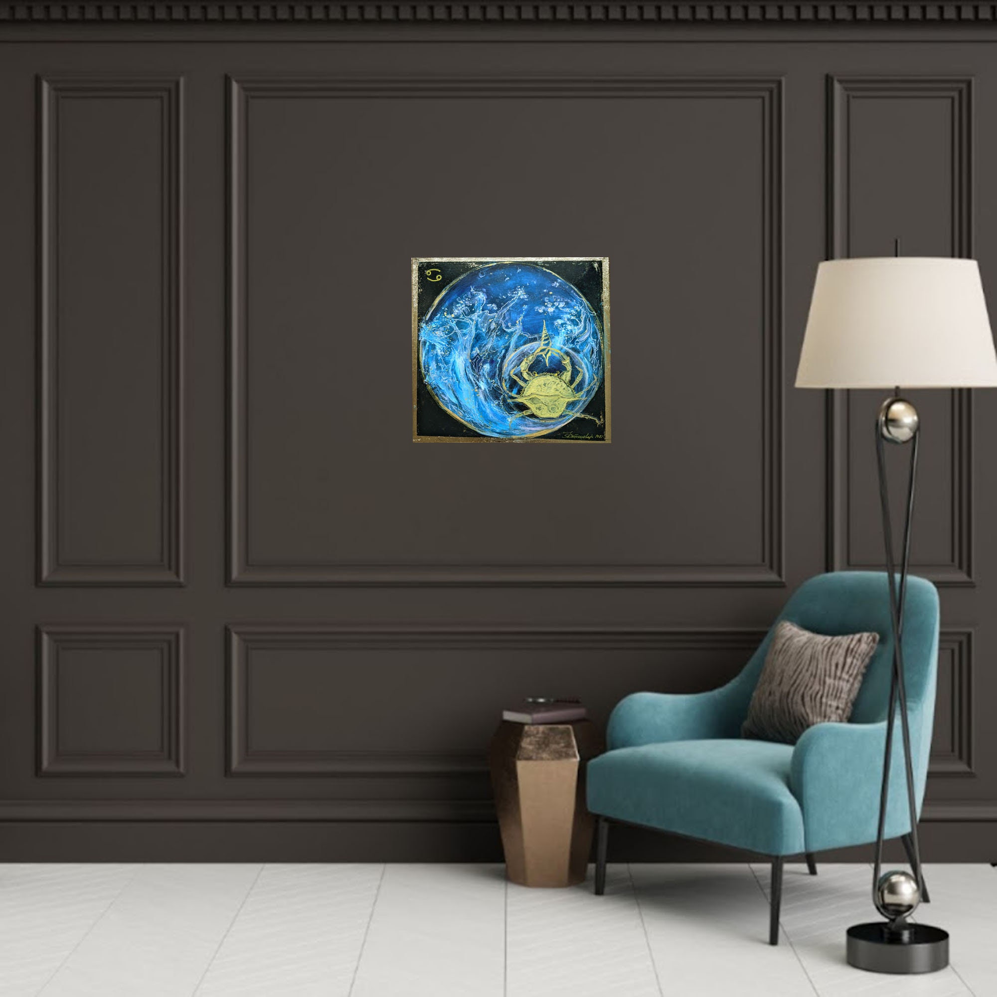 Cancer Zodiac Sign Painting Astrology Vintage Original Canvas Art 16 by ...