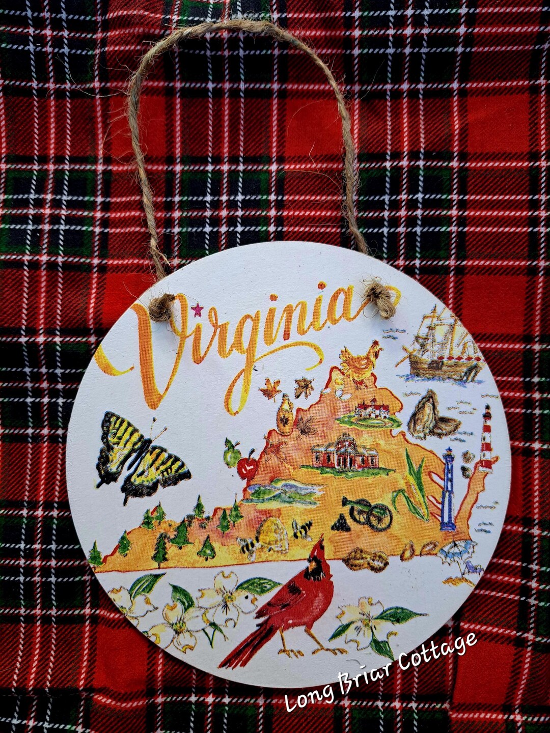 Virginia State Rustic Ornament, Christmas, Ornament, Stocking Stuffers ...