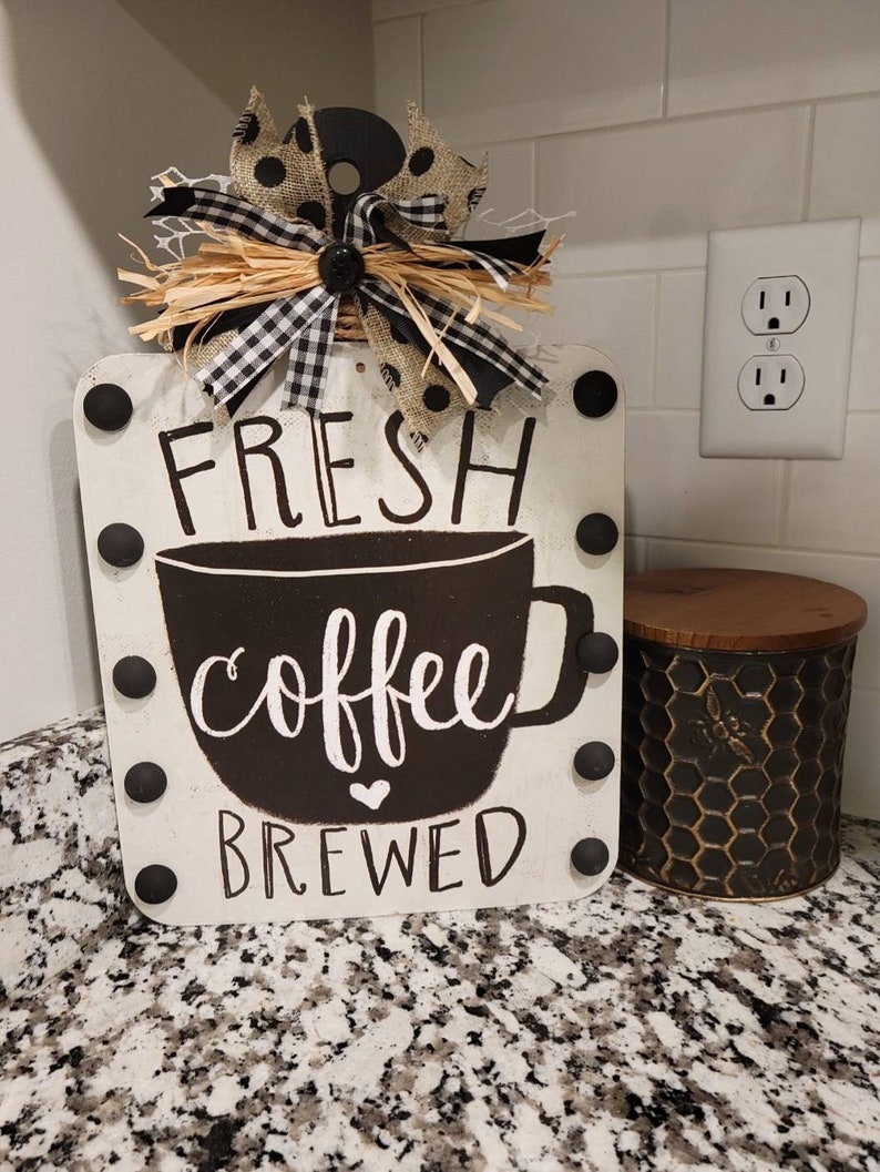Fresh Coffee Brewed Sign Kitchen Decor Coffee Bar Decor - Etsy