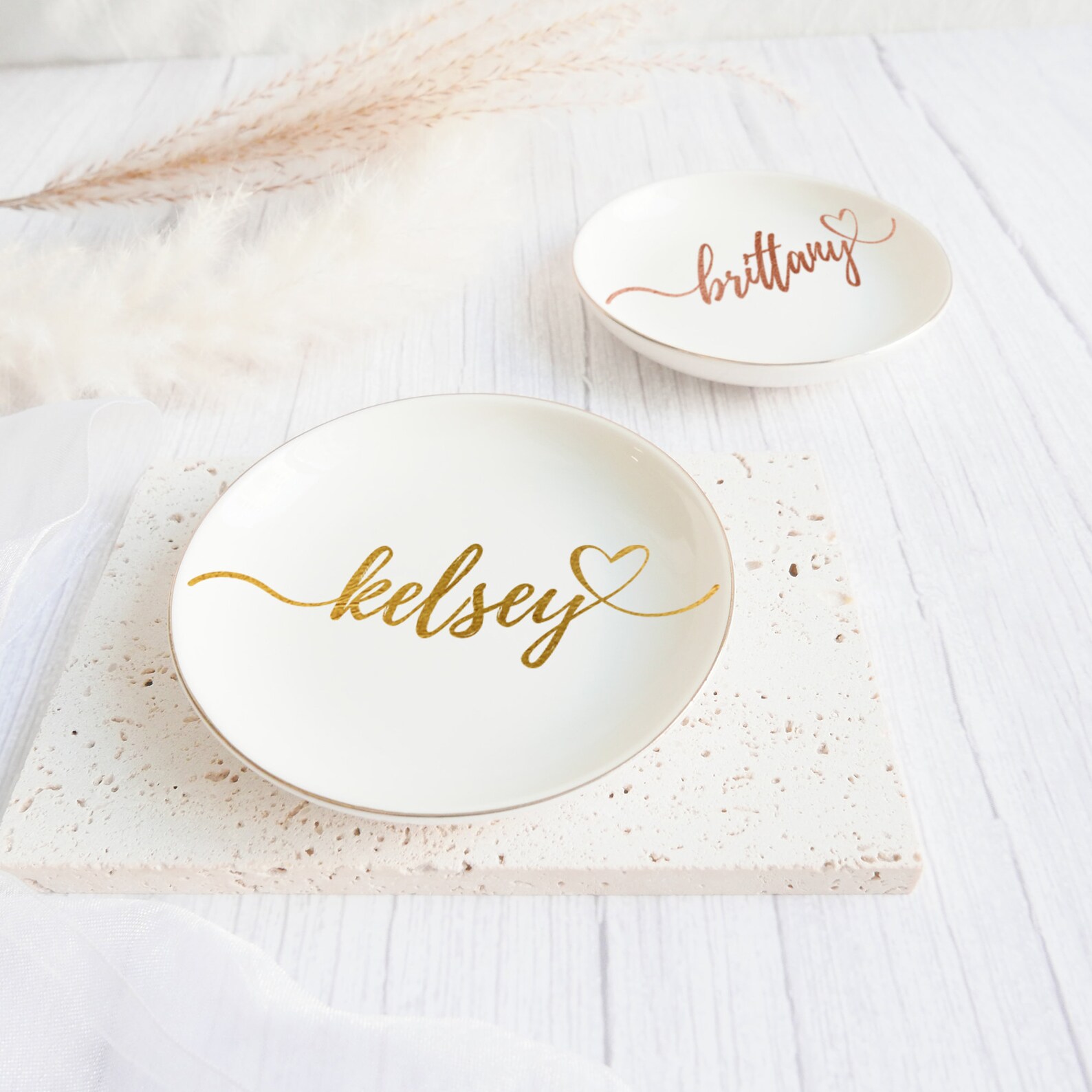 Custom Name With Heart Ring Dish Bride Team Trinket Dish - Etsy