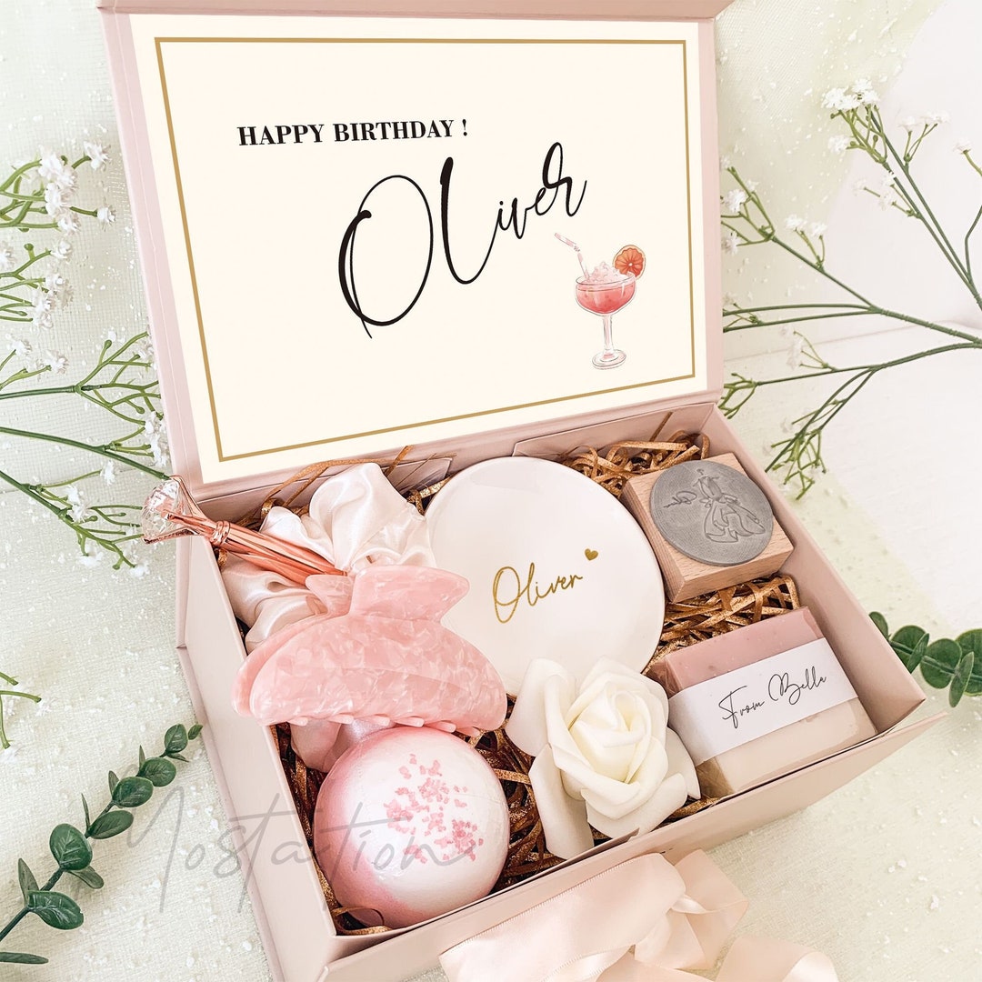 Pink Themed Happy Birthday Gift Box, Birthday Gift Kit With Wooden ...