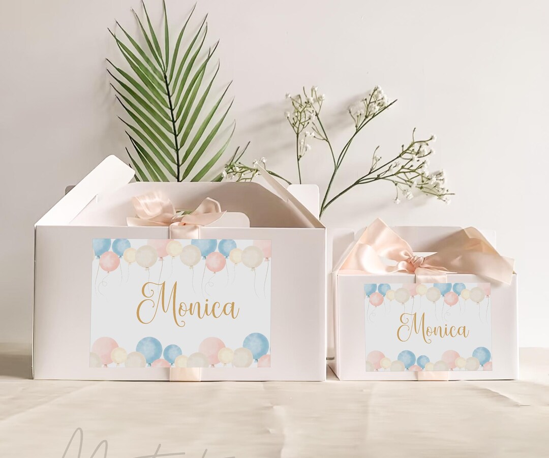 Birthday Gift Box With Balloon Label, Custom Name Christmas Eve Gamble ...