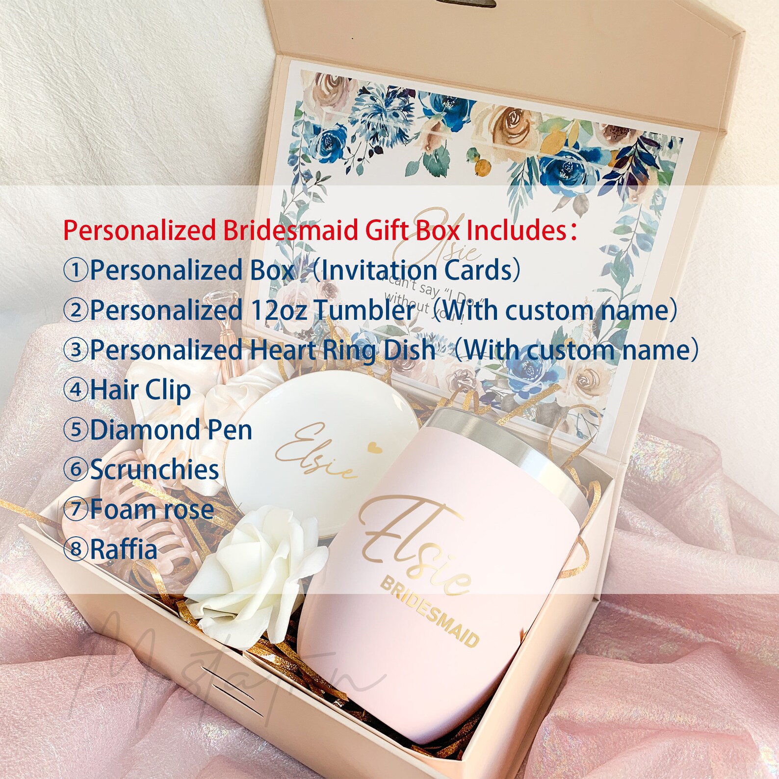 Pink Bridesmaid Box With Tumbler, Bridesmaid Box With Ring Dish, Filled ...
