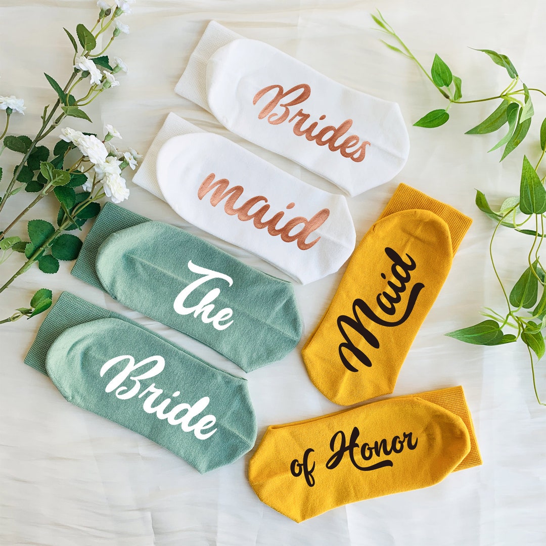 Personalized Bridesmaid Socks, Custom Wedding Roles Ankle Stockings ...