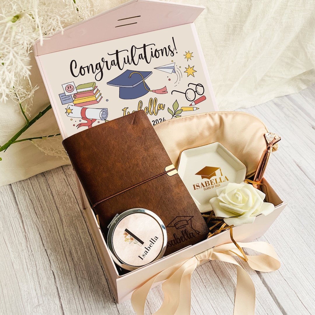 Graduation Gift Box for Her, Graduation Leather Notebook Gift Set ...