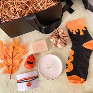 Happy Halloween Gift Box Set With Ring Dish, Custom Name Halloween Gift ...