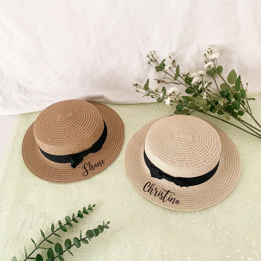 Custom Name Flower Girl Hat, Children Summer Beach Hat, Bachelorette ...