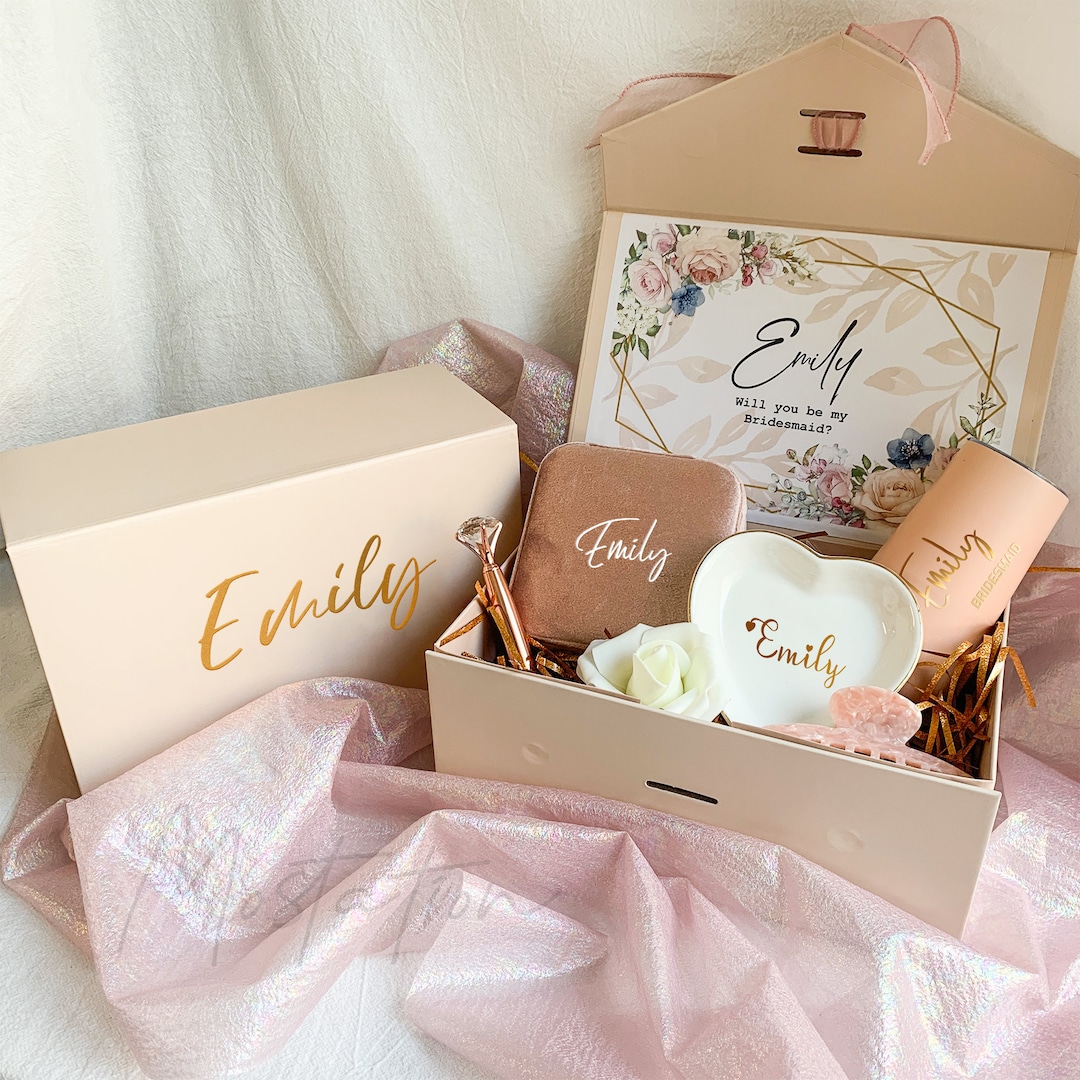 Will You Be My Bridesmaid Proposal Box, Wedding Gift Box With Outside ...