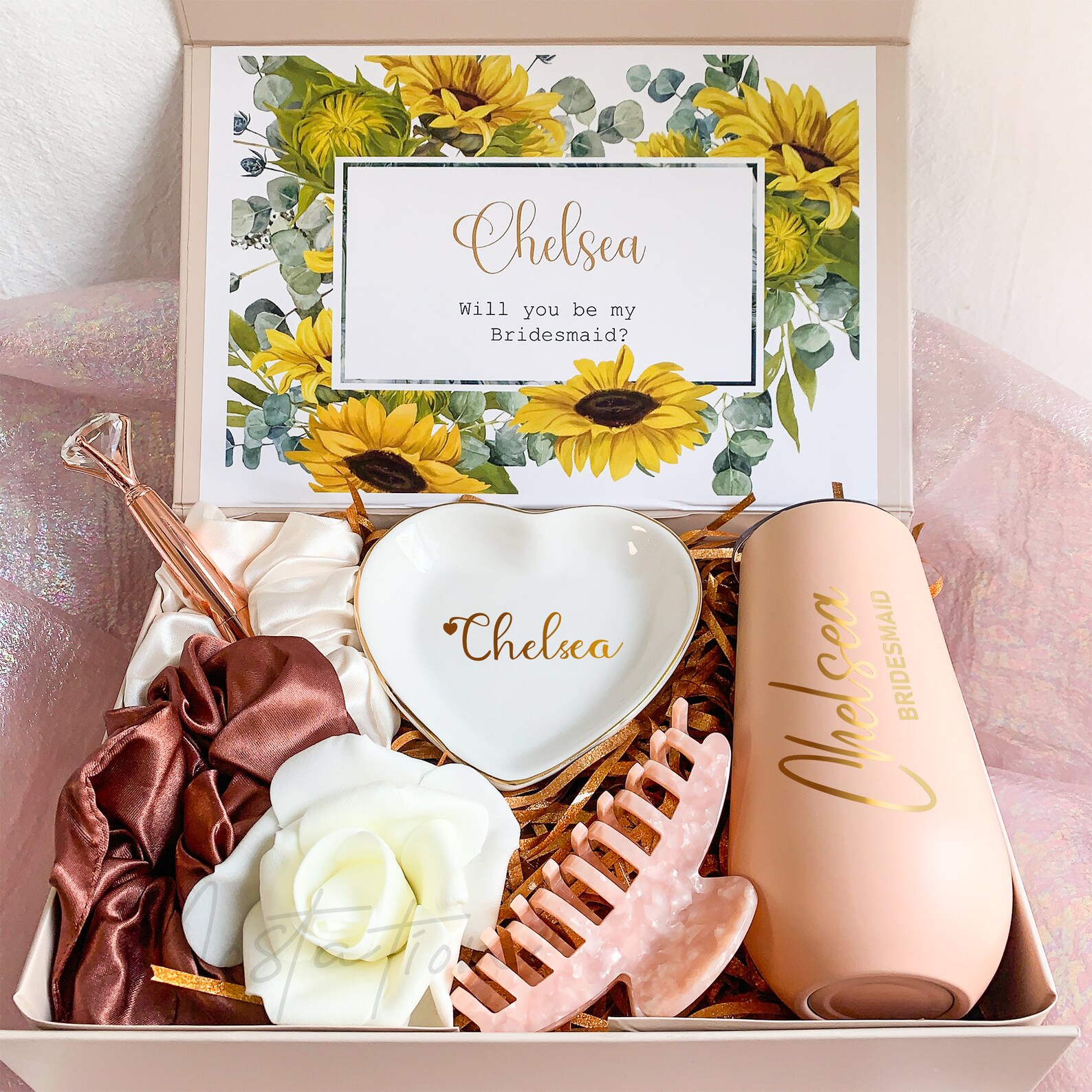 Sunflower Bridesmaid Proposal Box Wedding Proposal Box - Etsy