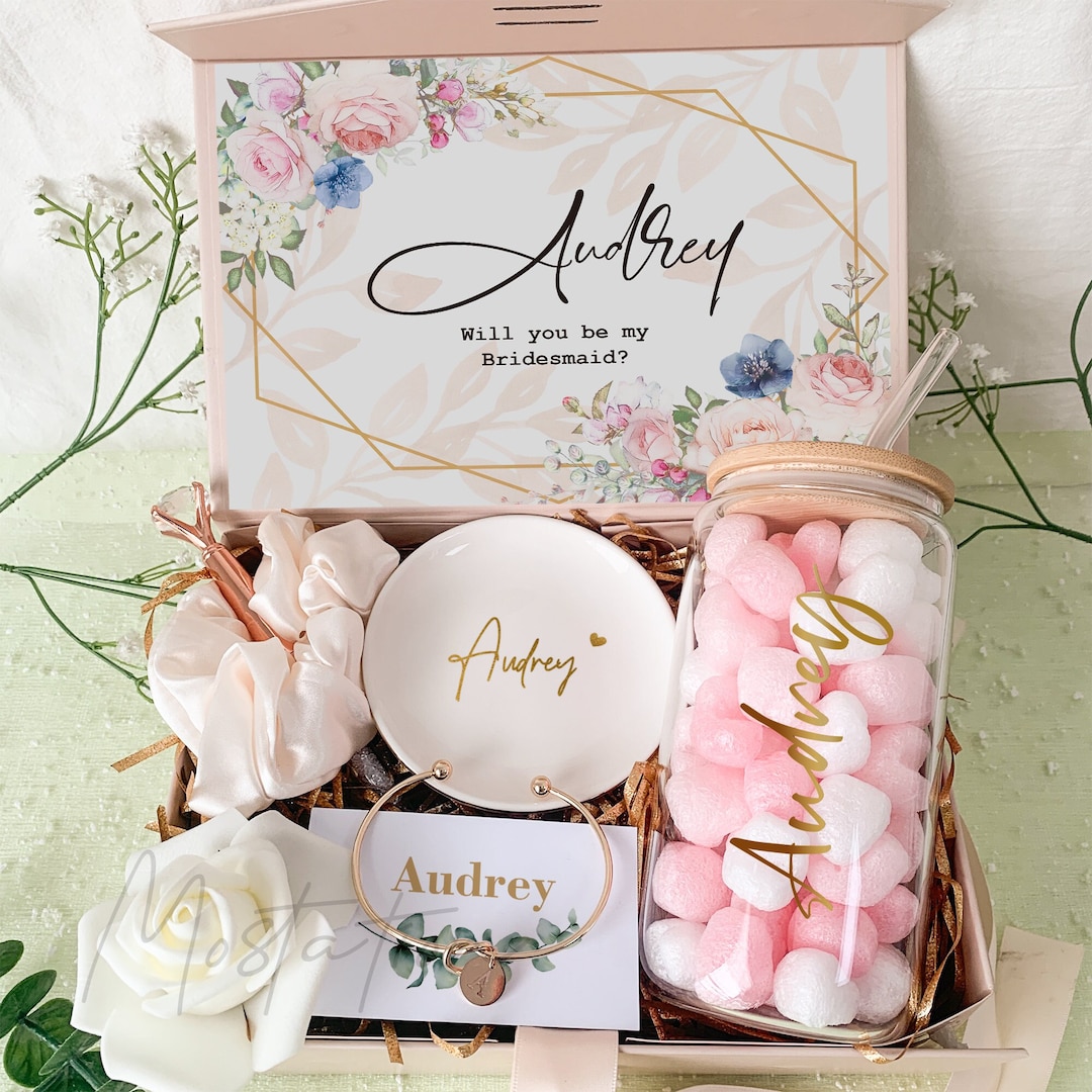 Personalized Name Gift Box With Barcelet, Will You Be My Bridesmaid Box ...