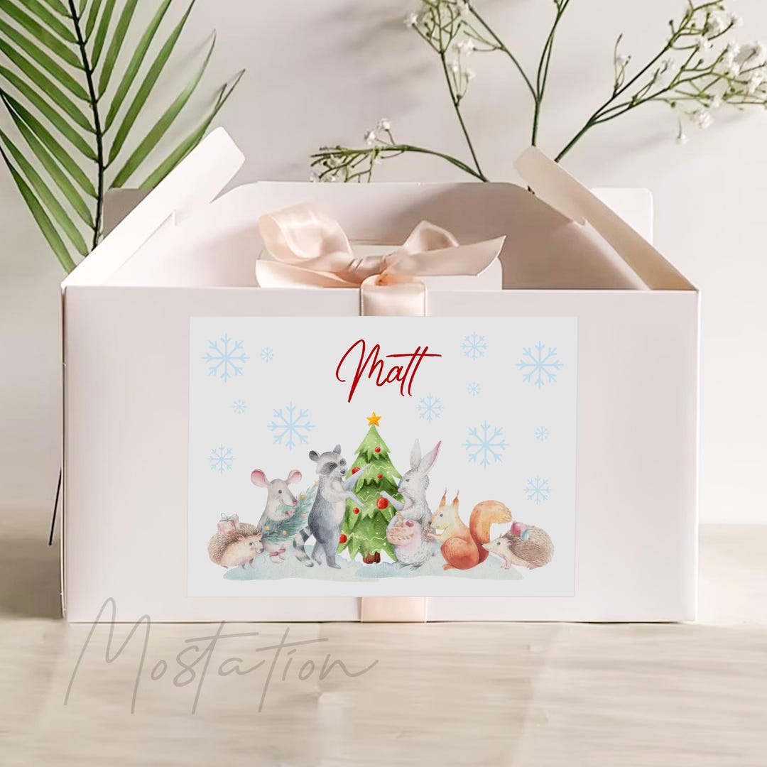 Christmas Woodland Animals Gift Boxes, Customized Bunny Fox Gift, Cute ...