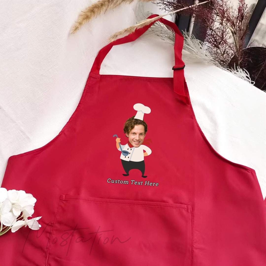 Chef Cap Apron With Text, Human Face With Cartoon Body Apron ...