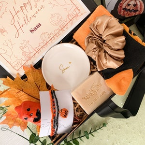 Happy Halloween Gift Box Set With Ring Dish, Custom Name Halloween Gift ...