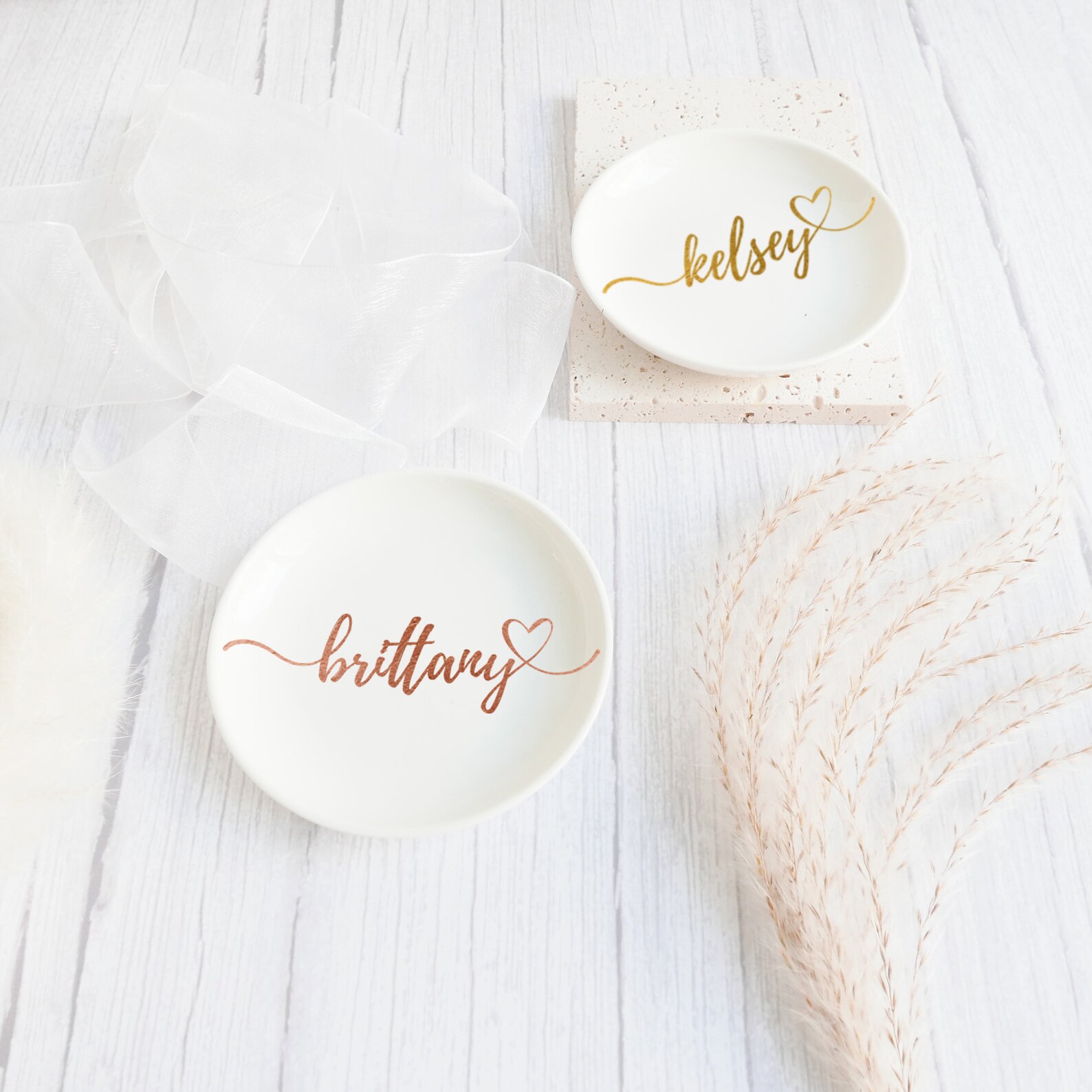 Custom Name With Heart Ring Dish Bride Team Trinket Dish - Etsy