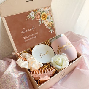 Boho Wedding Bridesmaid Proposal Box, Burnt Orange Gift Box, Terracotta ...