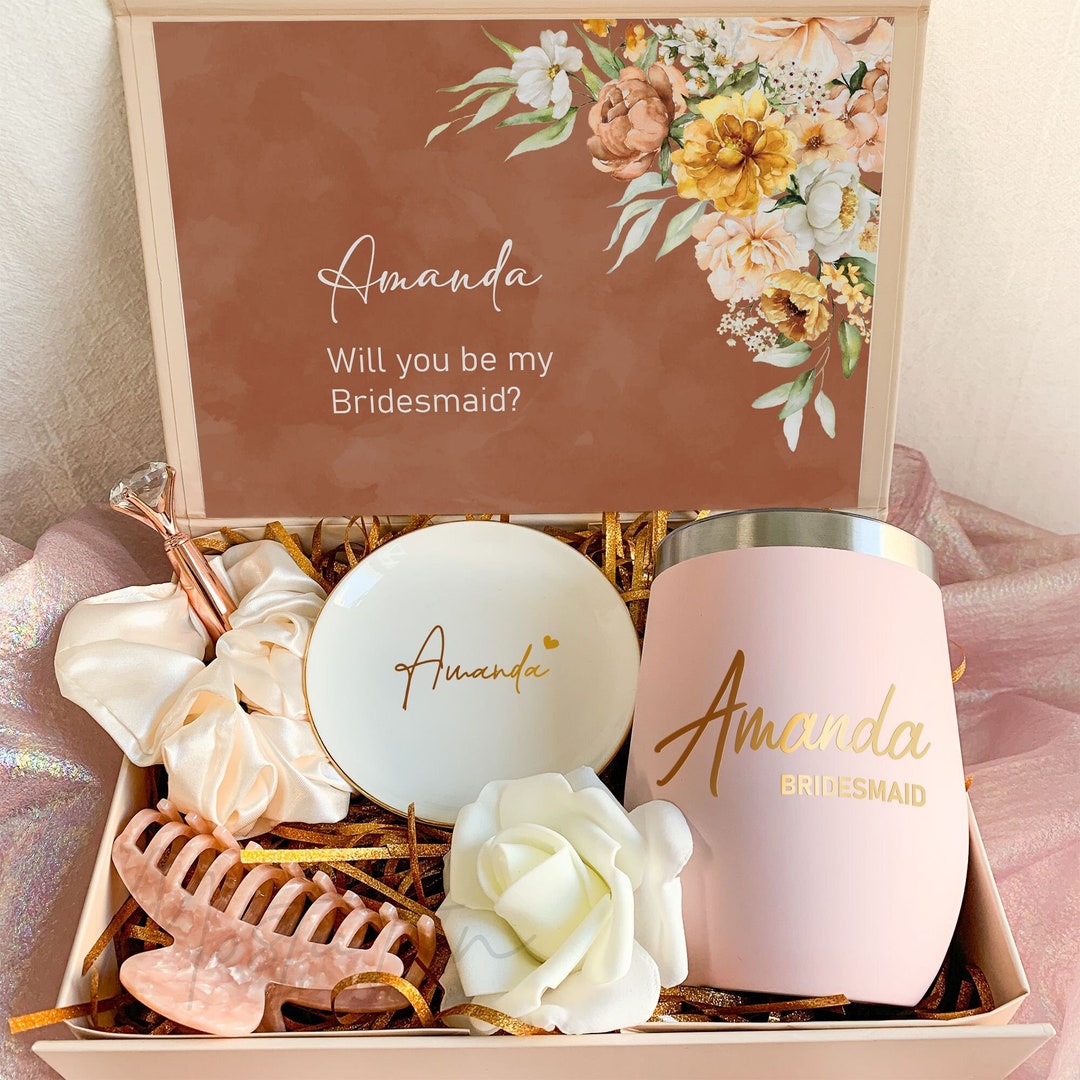 Boho Wedding Bridesmaid Proposal Box, Burnt Orange Gift Box, Terracotta ...