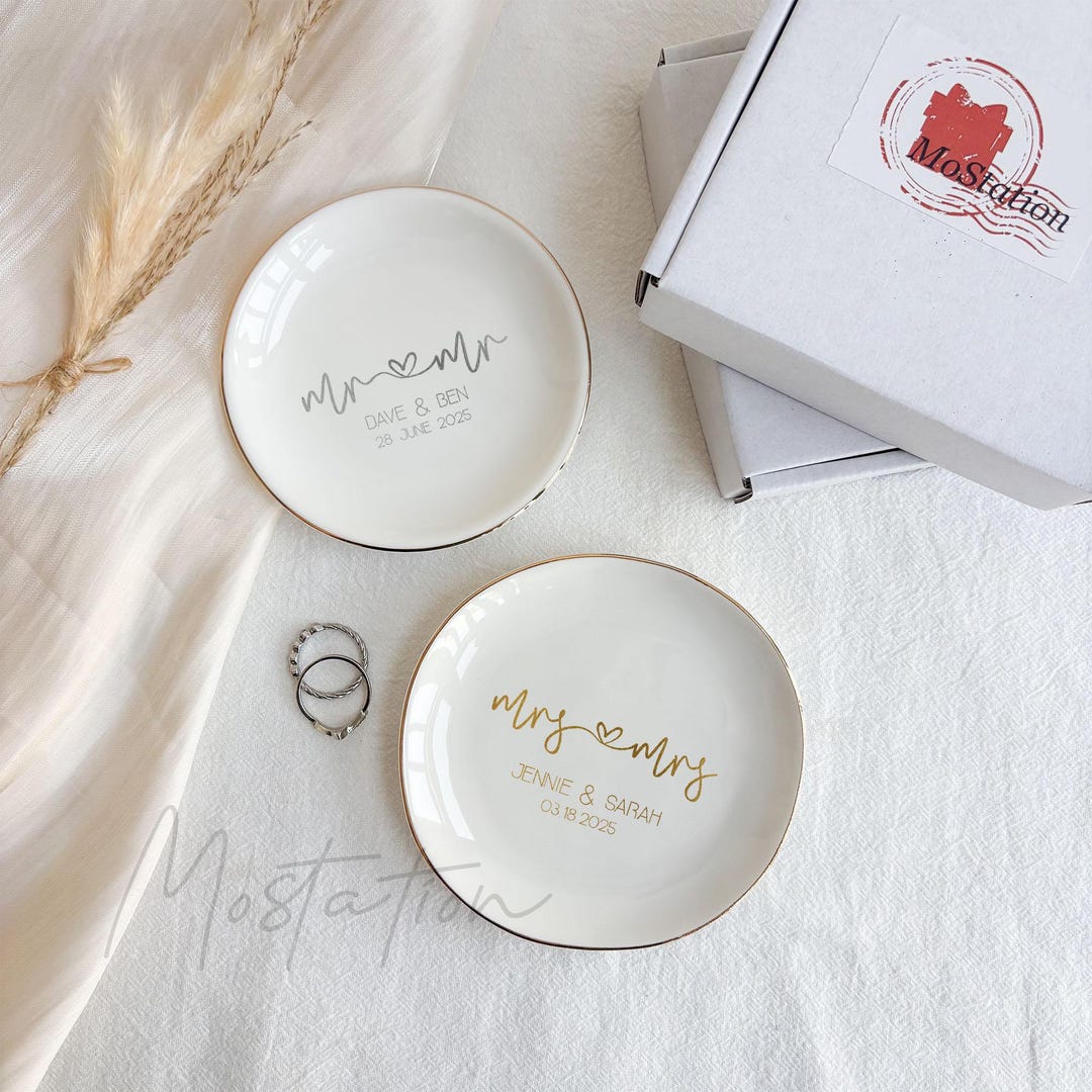 Personalized LGBTQ Ring Dish, Mr and Mr Wedding Ring Dish, Mrs and Mrs ...