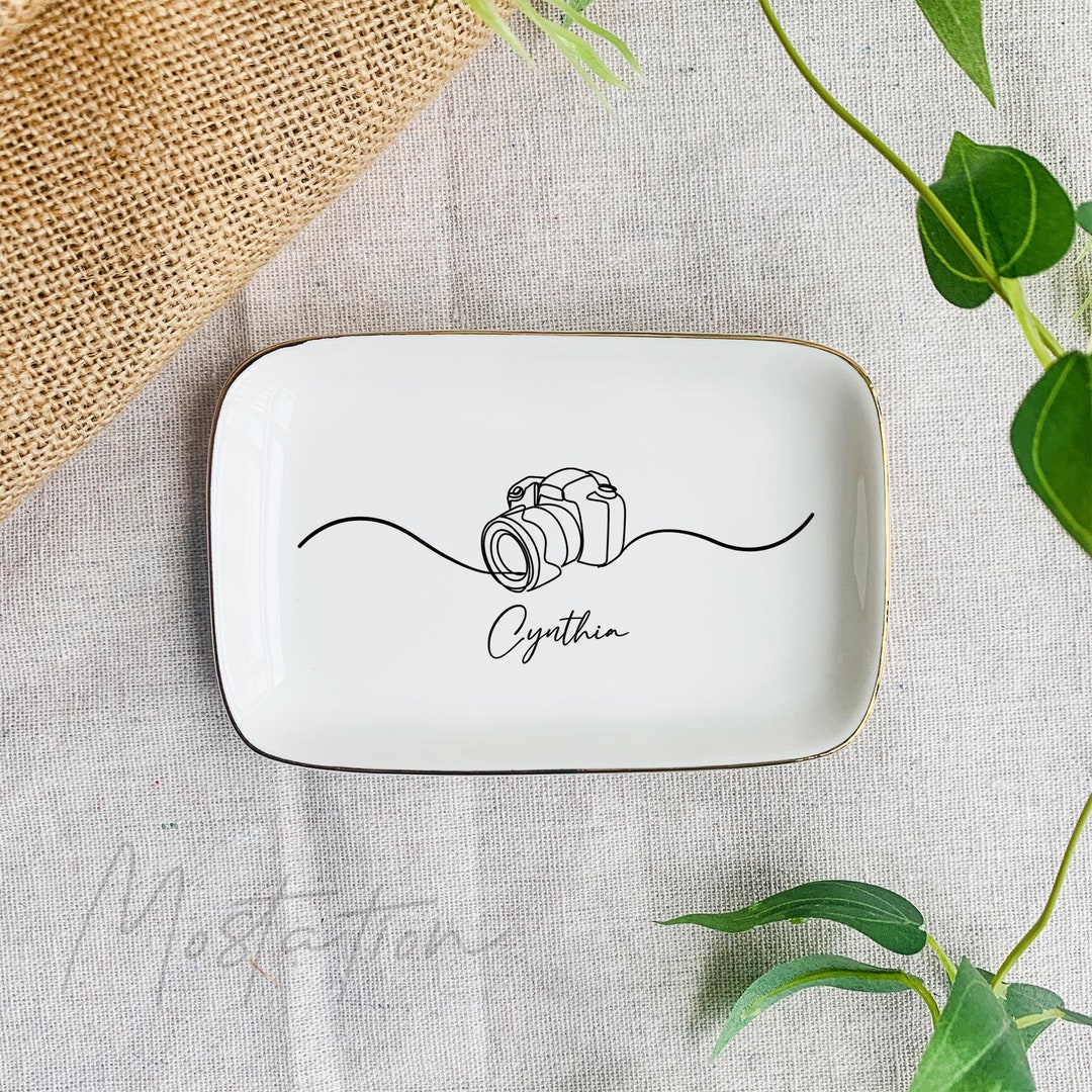 Custom Photographer Gift, Camera Line Art Jewelry Dish, Photography ...