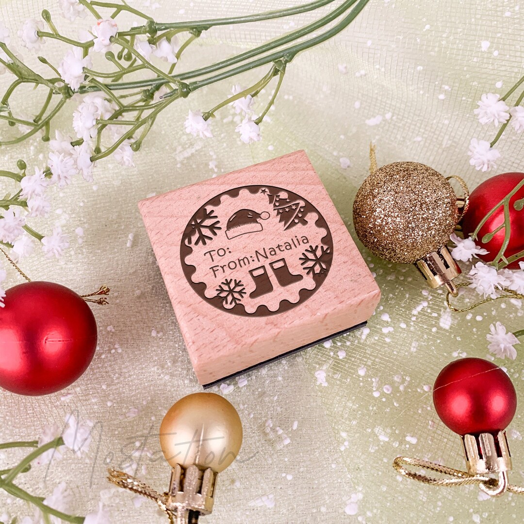 Merry Christmas Script Rubber Stamps Wooden Stamp for - Etsy