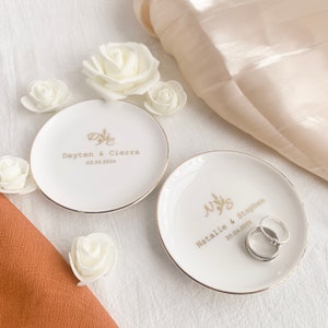 Couple Name Wedding Jewelry Holder, Ceramic Trinket Dish, Bridal Shower ...