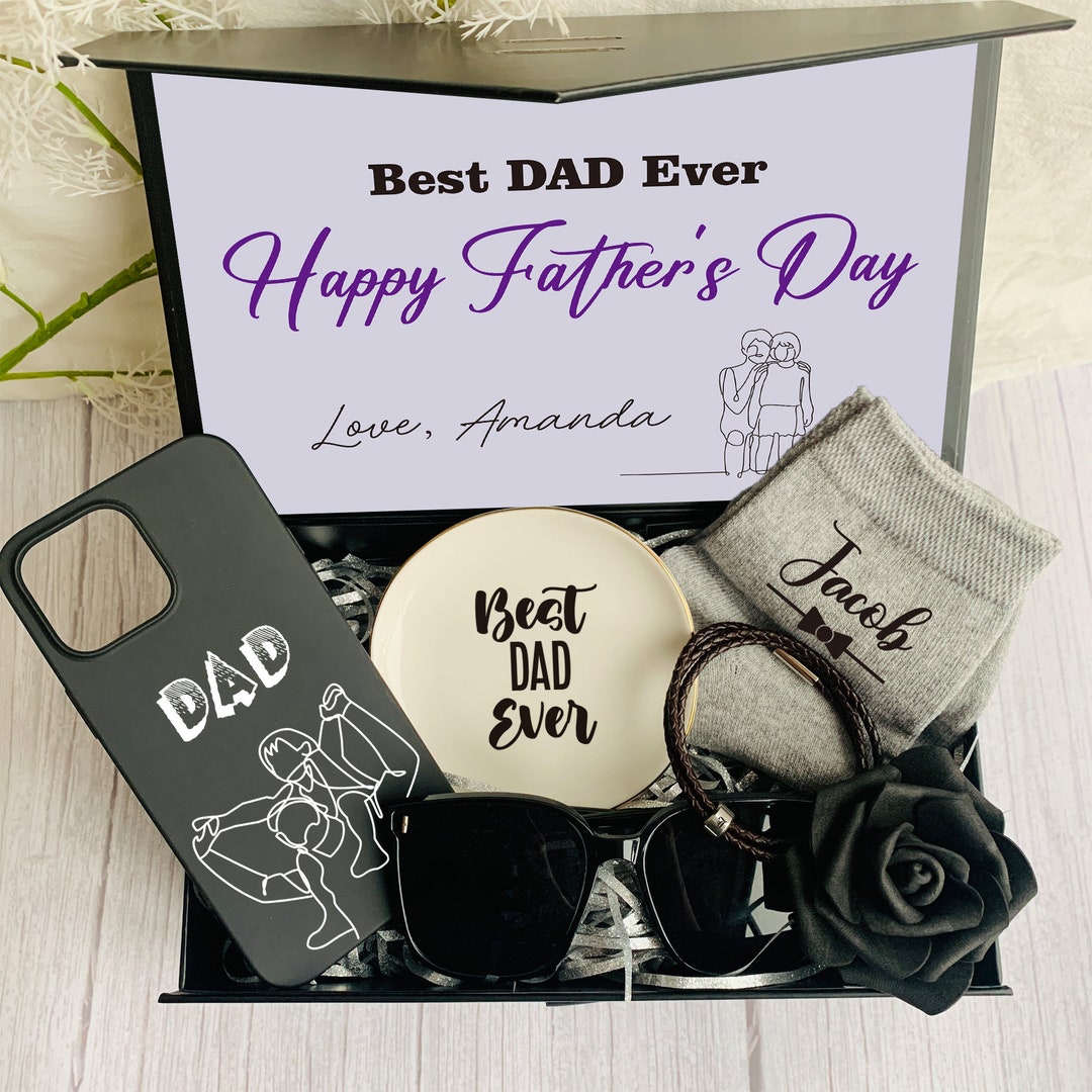 Personalized Fathers Day Gift Box, Custom Dad Photo Gift Box, Phone ...