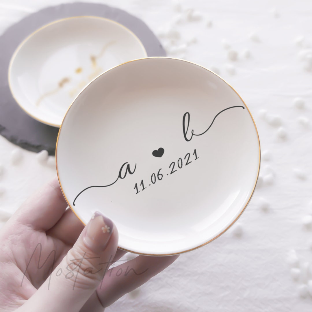 Wedding Ring Dish Personalized Engagement Jewelry Dish Custom Initial ...