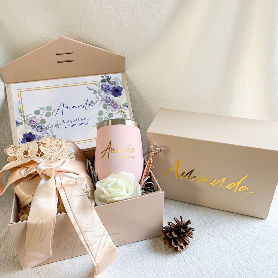 Custom Sister Bridesmaid Proposal Box, Purple Wedding Gift Box With ...