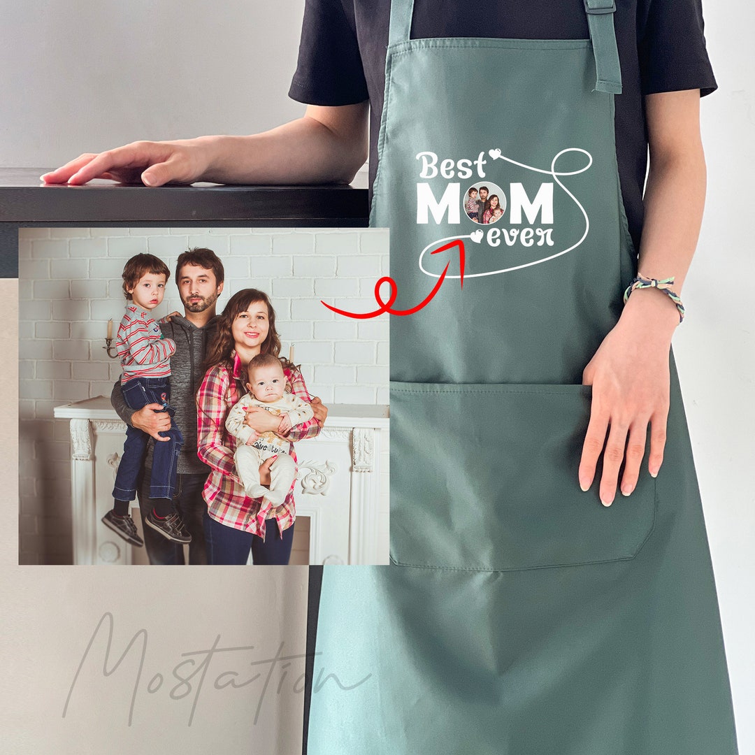 Best Mom Ever Apron, Mothers Day Apron, Custom Family Photo Kitchen ...