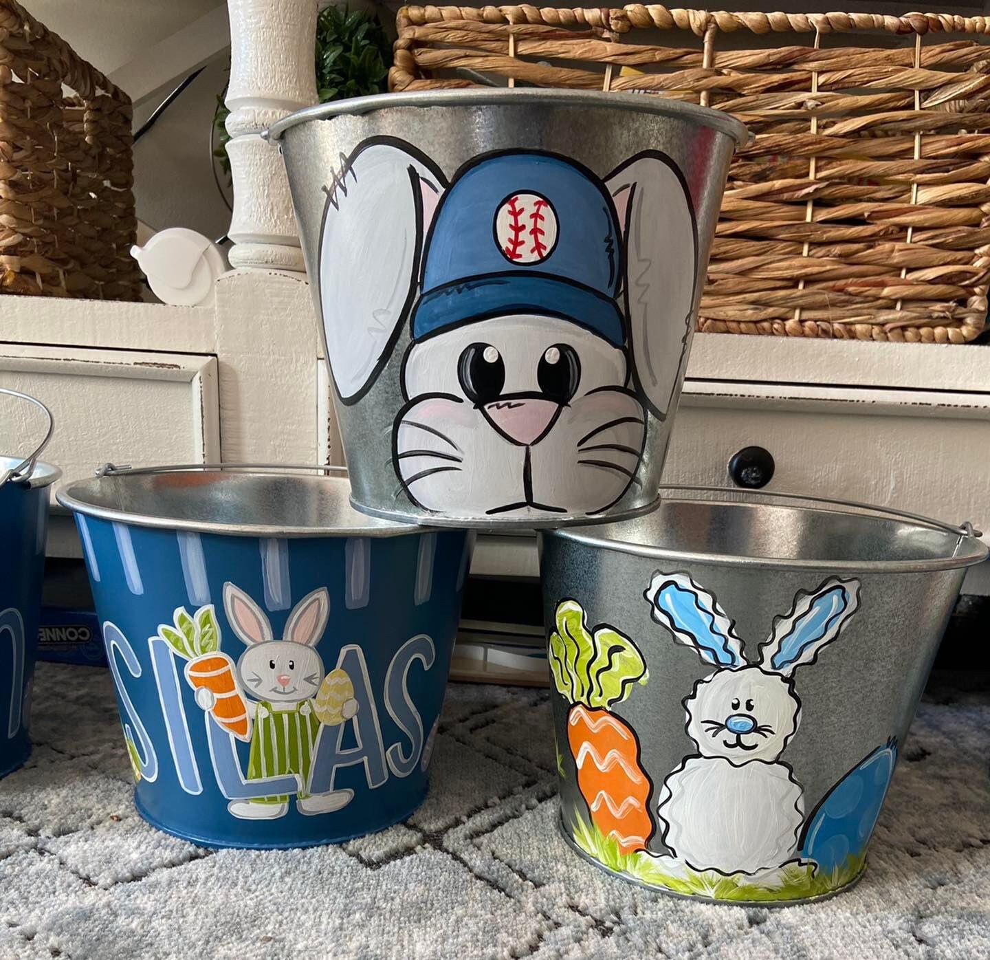 Hand Painted Easter Bucket Personalized Easter Bucket Girl Easter ...