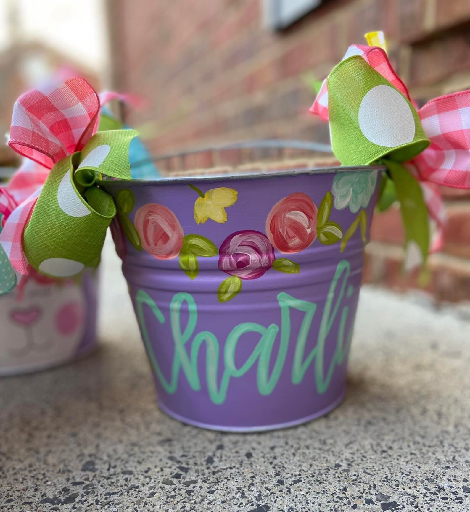 Hand Painted Easter Bucket Personalized Easter Bucket Girl Easter ...