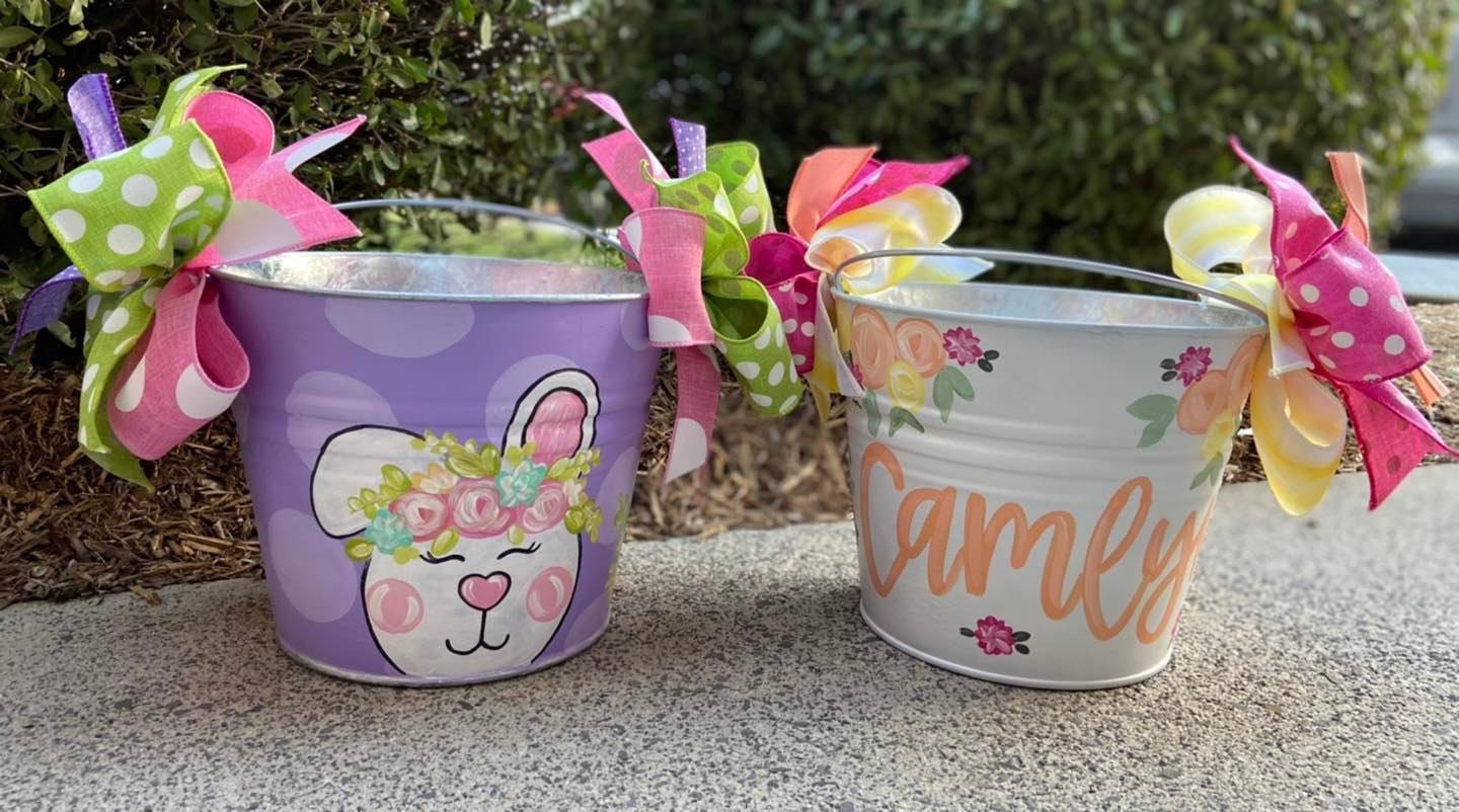 Hand Painted Easter Bucket Personalized Easter Bucket Girl Easter ...