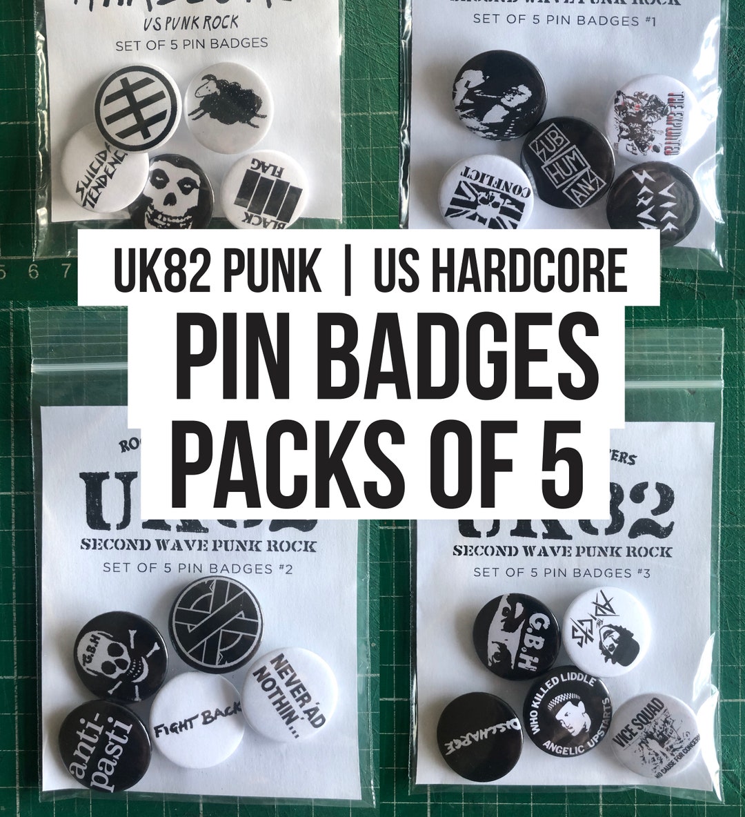 UK82 Punk, US Punk & Hardcore Pin Badges - Sets of 5 - Etsy