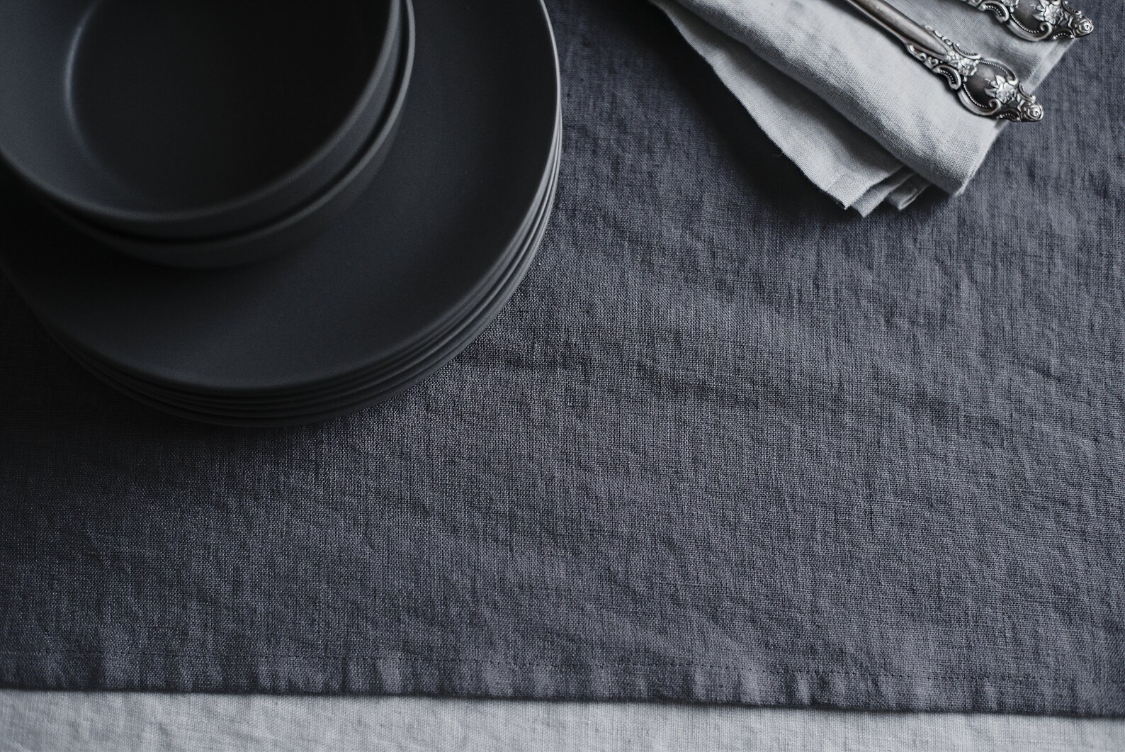Dark Gray Table Runner,natural Linen Table Runner,linen Table Decor ...