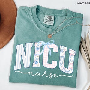 Comfort Colors® NICU Nurse Shirt, Coquette Bow Neonatal Intensive Care ...