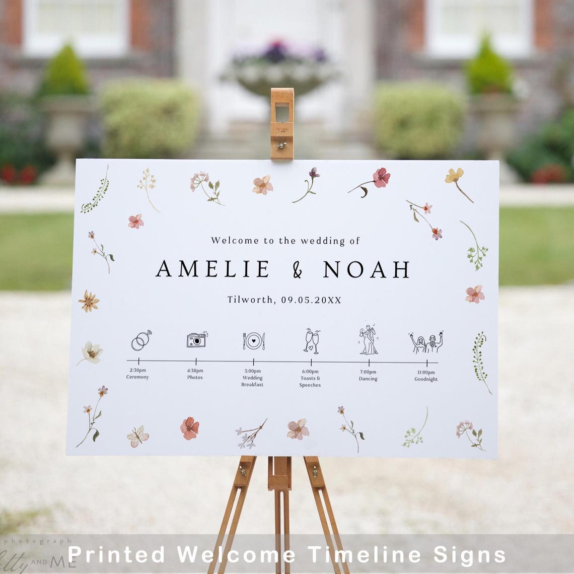 Wildflower Timeline Welcome Sign, Mounted on Foamex, Wildflower Wedding ...