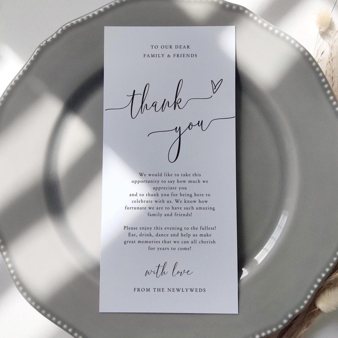 Thank You Place Setting Cards, Plate Thank You Cards With Generic ...