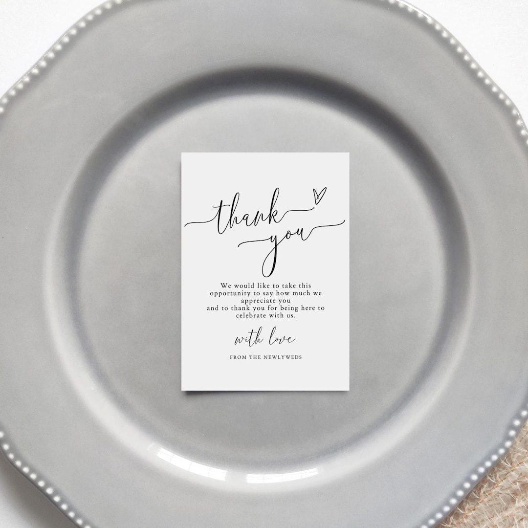 Thank You Place Cards, Wedding Place Setting Cards, Thank You Cards for ...