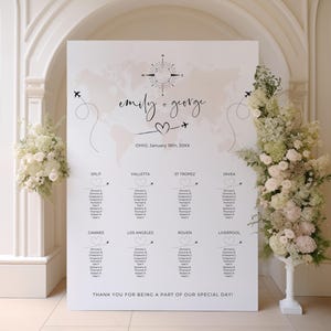 World Map Seating Plan, Travel Inspired Table Seating Plan, Countries ...