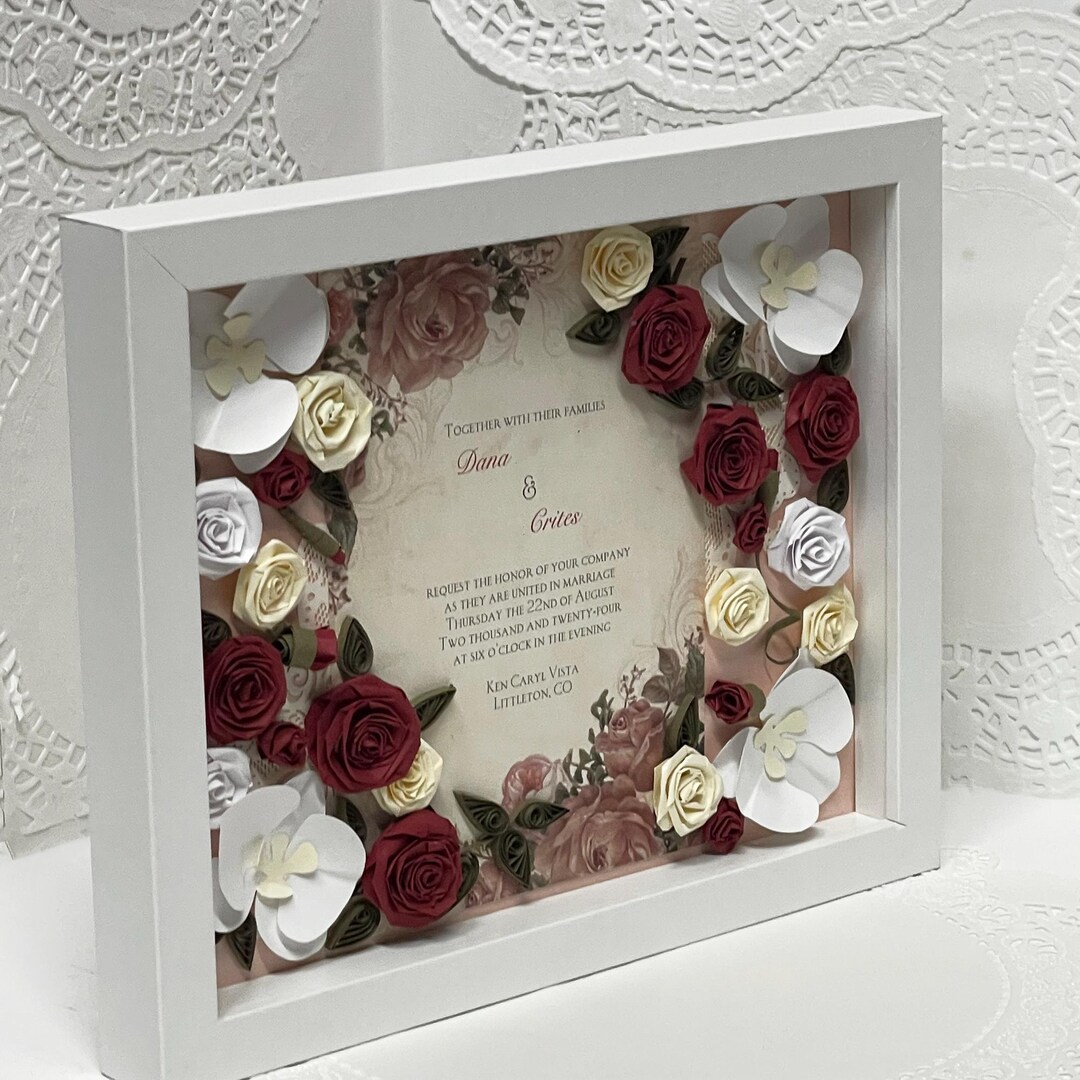 Wedding Keepsake: Shadow Box Flowers Quilling Art, - Etsy