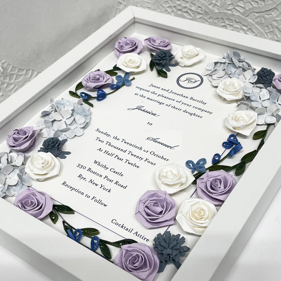 Wedding Keepsake: Shadow Box Flowers Quilling Art, - Etsy