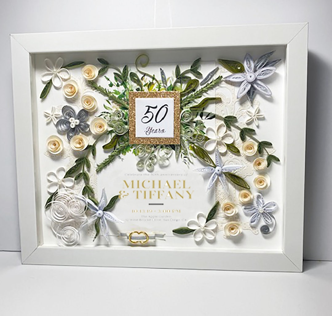 Personalized Shadow Box Paper Quilling Art 50th Anniversary Gifts for ...