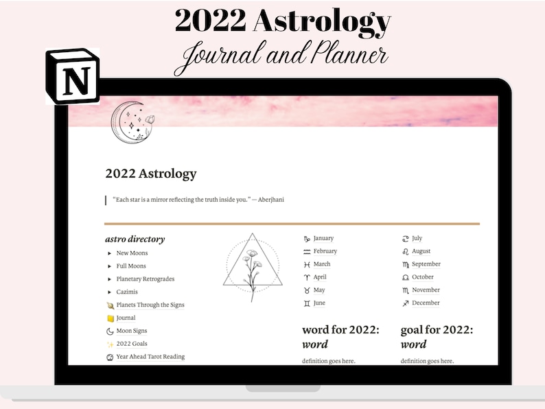 2022 Digital Astrology Calendar and Planner Digital Astrology - Etsy